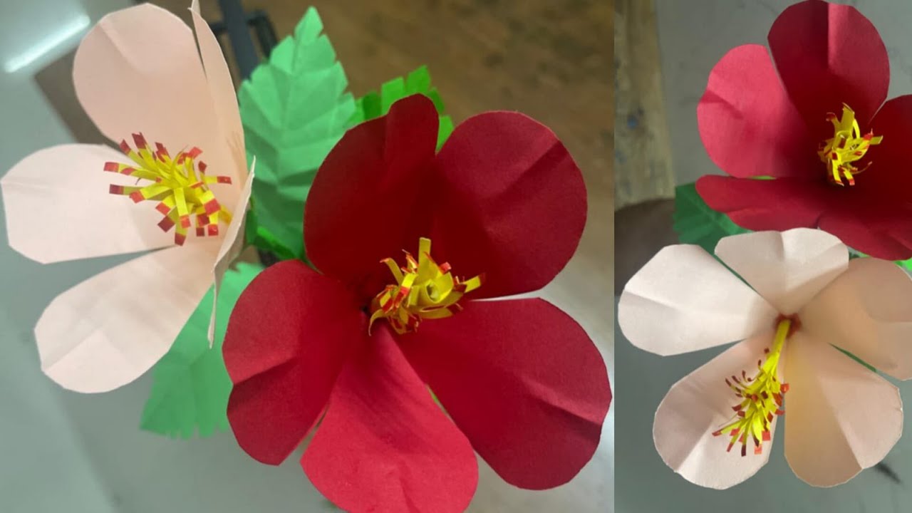 DIY - Hibiscus Paper Flower | Flower Origami Step by Step - YouTube