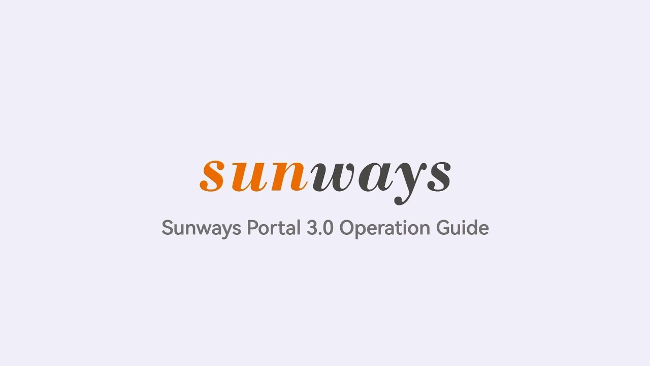 Sunways Portal 3.0 Operation Guide - YouTube