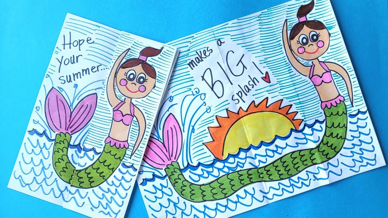 How to draw a mermaid fold out surprise - YouTube