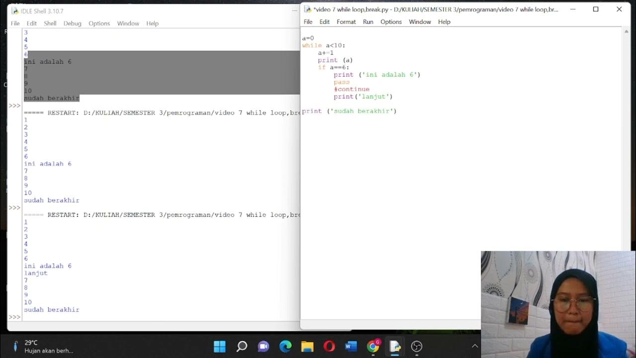 Belajar Phyton#7(while loop&break) Galuh Ika - YouTube