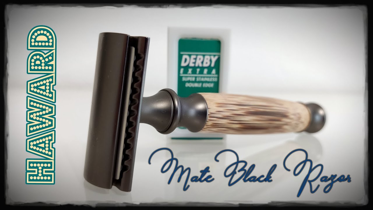 HAWARD Matte black razor с лезвием Derby Extra - YouTube