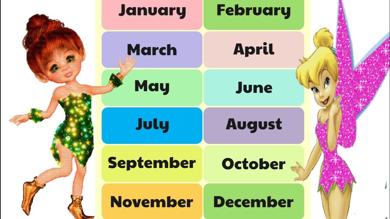 Month name With Spellings ll January February month name for kids ll ...