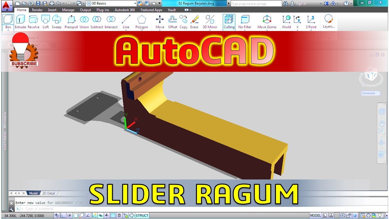 Belajar Menggambar 3D Slider Ragum / Ragum Penjepit di Autocad - YouTube