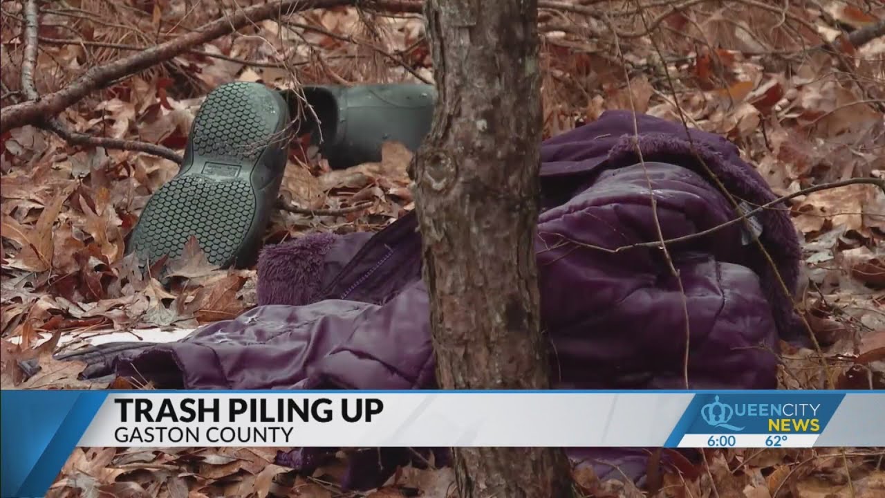 Trash piling up on Gaston County highway - YouTube