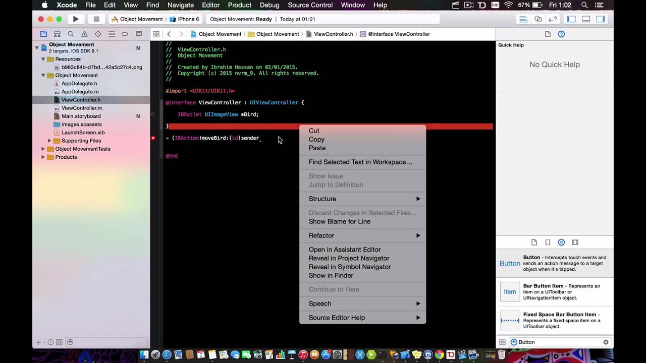 Xcode Tutorials Moving Objects Youtube 2620