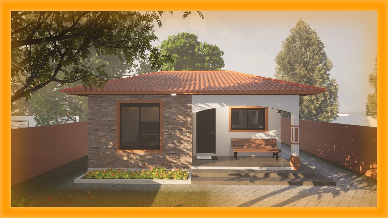 Planta de Casa 8x8 com 2 Quartos Varanda Cozinha Americana - YouTube