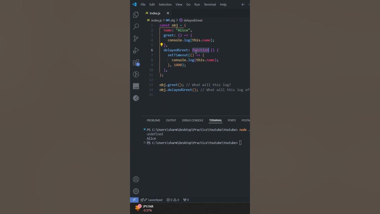 Guess the Output || This Keyword in JavaScript || #javascriptinterview #ytstudio #codingshorts ...