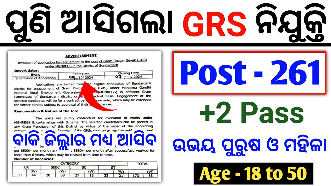 grs form fill up 2024 !! grs post in odisha 2024 !! odisha grs ...