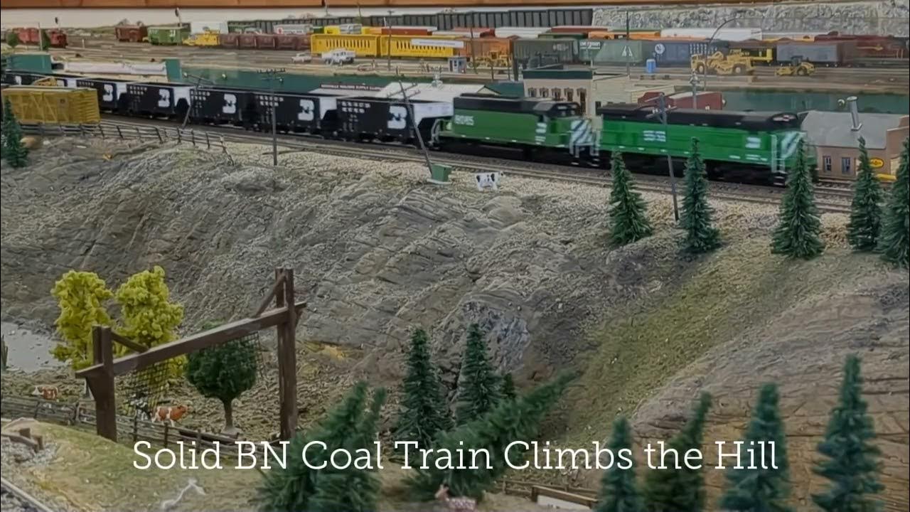 Solid BN Coal Train Climbs the Hill - YouTube