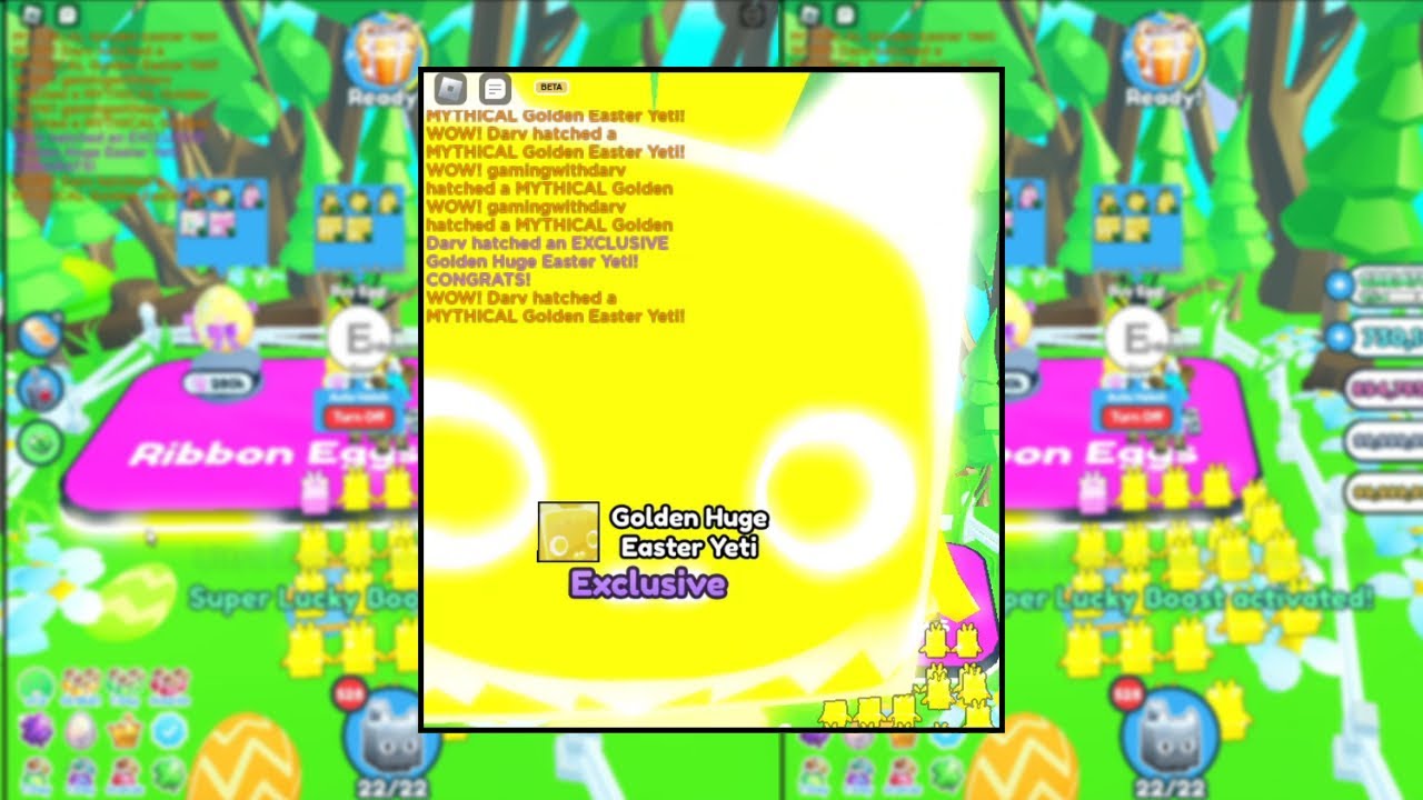 I hatched a Golden Huge Easter Yeti! Pet Simulator X - YouTube