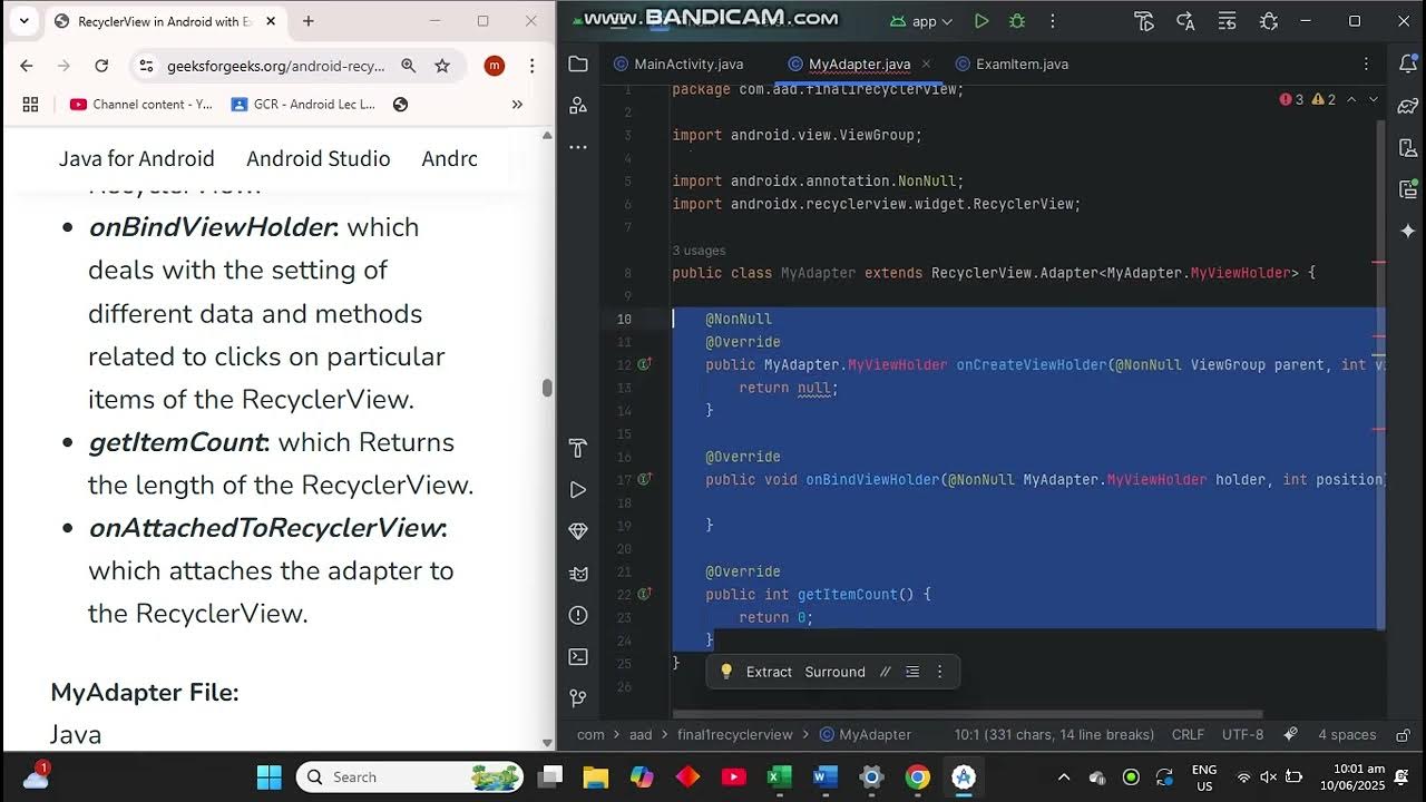 Part 2 - RecyclerView in Android - YouTube