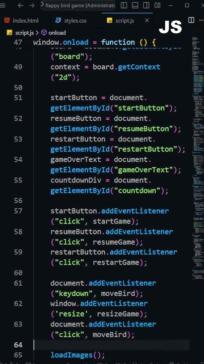 Flappy Bird game using HTML CSS and JavaScript - YouTube