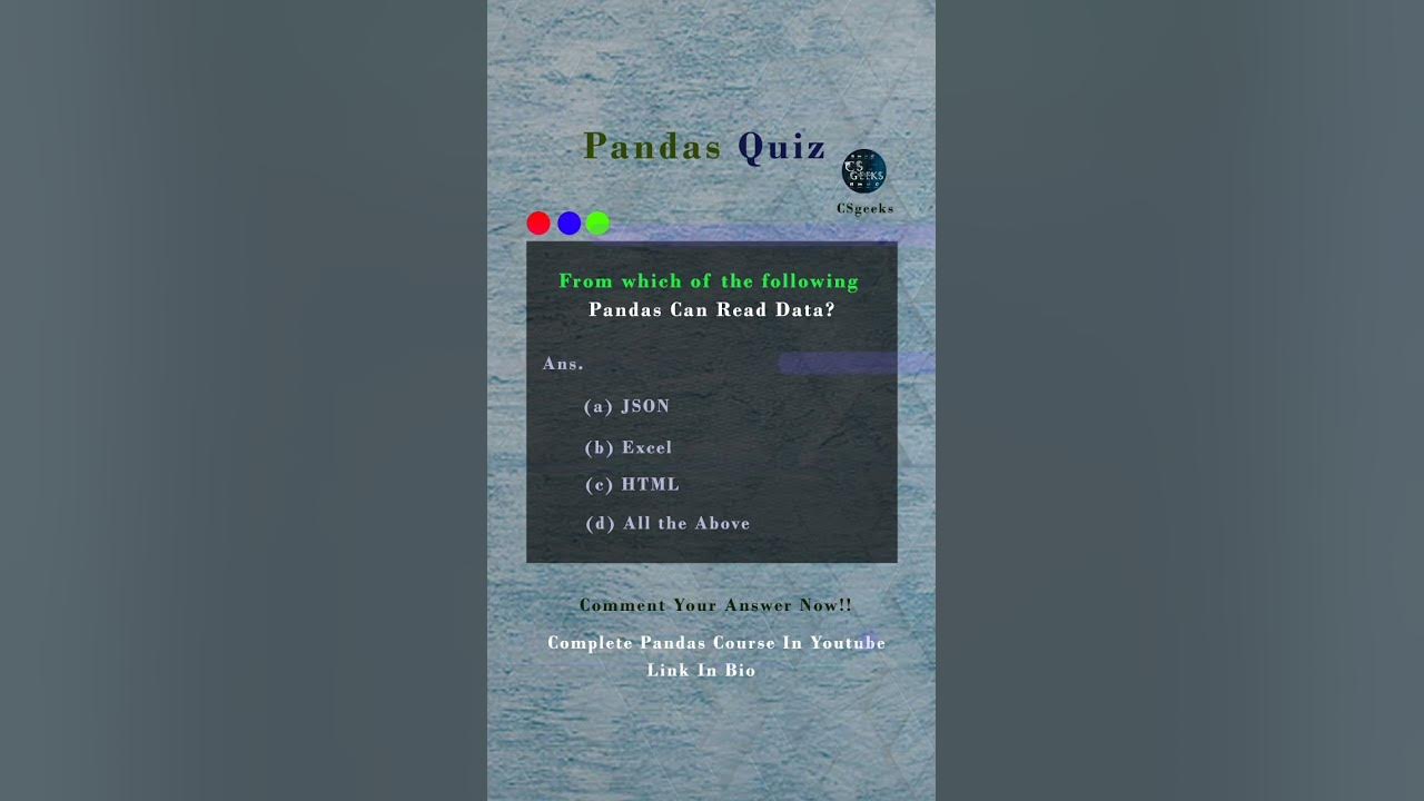 Python Panda Day 190 Quiz Challenge Pandas Csgeeks Pythonpandas Codinginterview Youtube