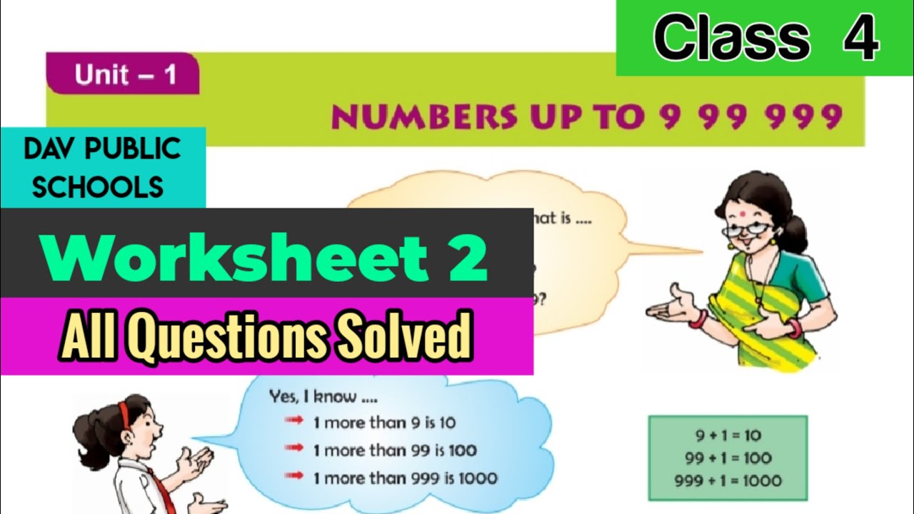 Dav Class 4 Maths Chapter 1 Worksheet 2 All Questions Solved Youtube