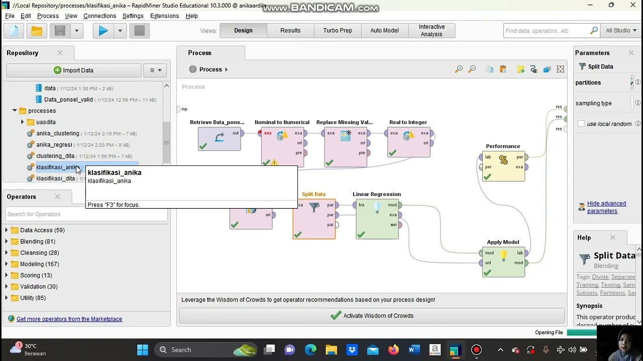 CARA MENGGUNAKAN Rapidminer Dengan Metode Regresi,Klasifikasi ...