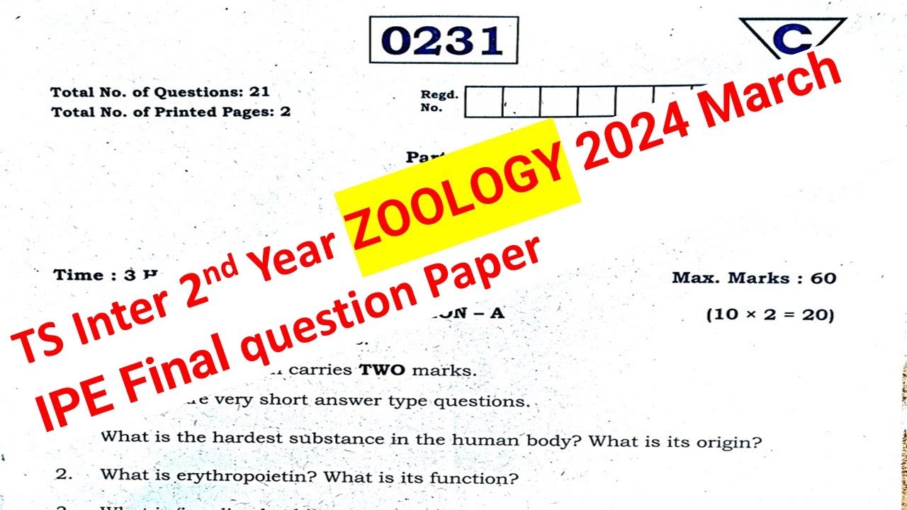 Telangana TS Inter 2nd Year Zoology 2024 March Previous year Question ...