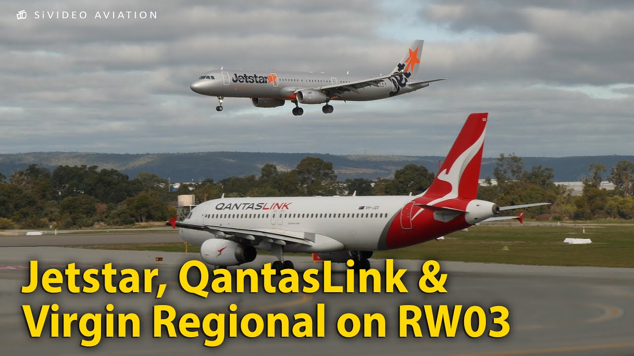 Jetstar (VH-VWQ) arrives & QantasLink (VH-JQX) & Virgin Regional (VH ...