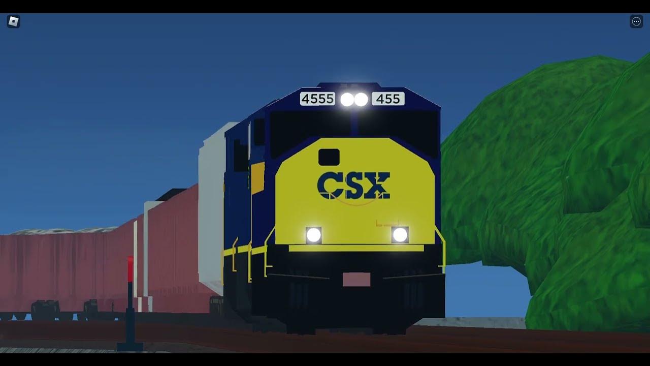 CSX 4555 leads a 3 engine CSX L837 with YN3C Paint Scheme (Roblox) - YouTube