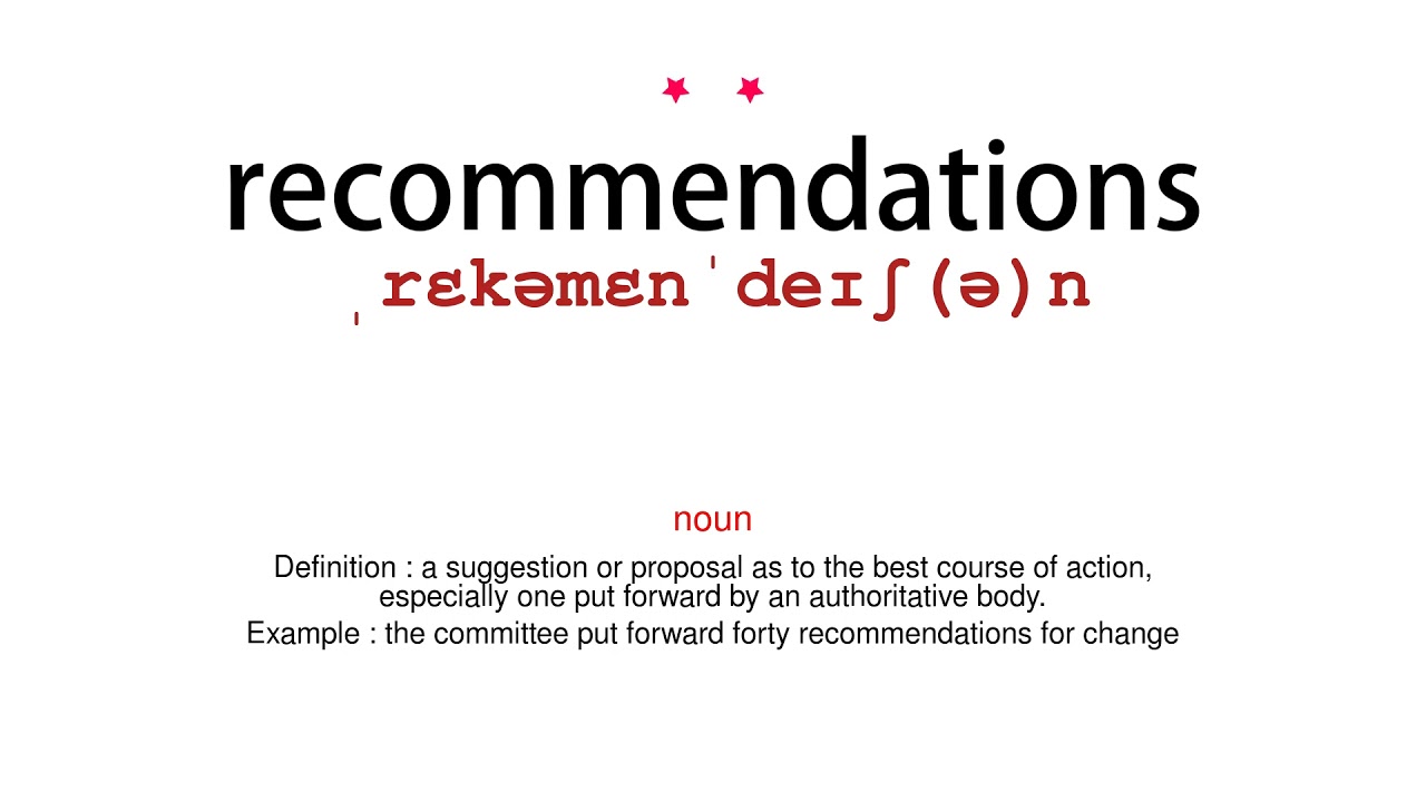 How to pronounce recommendations - Vocab Today - YouTube