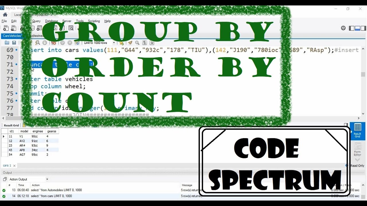 SQL Tutorial (group by,order by,count)|| Code Spectrum - YouTube