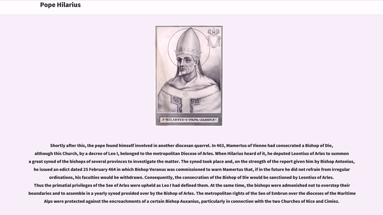 Pope Hilarius - YouTube