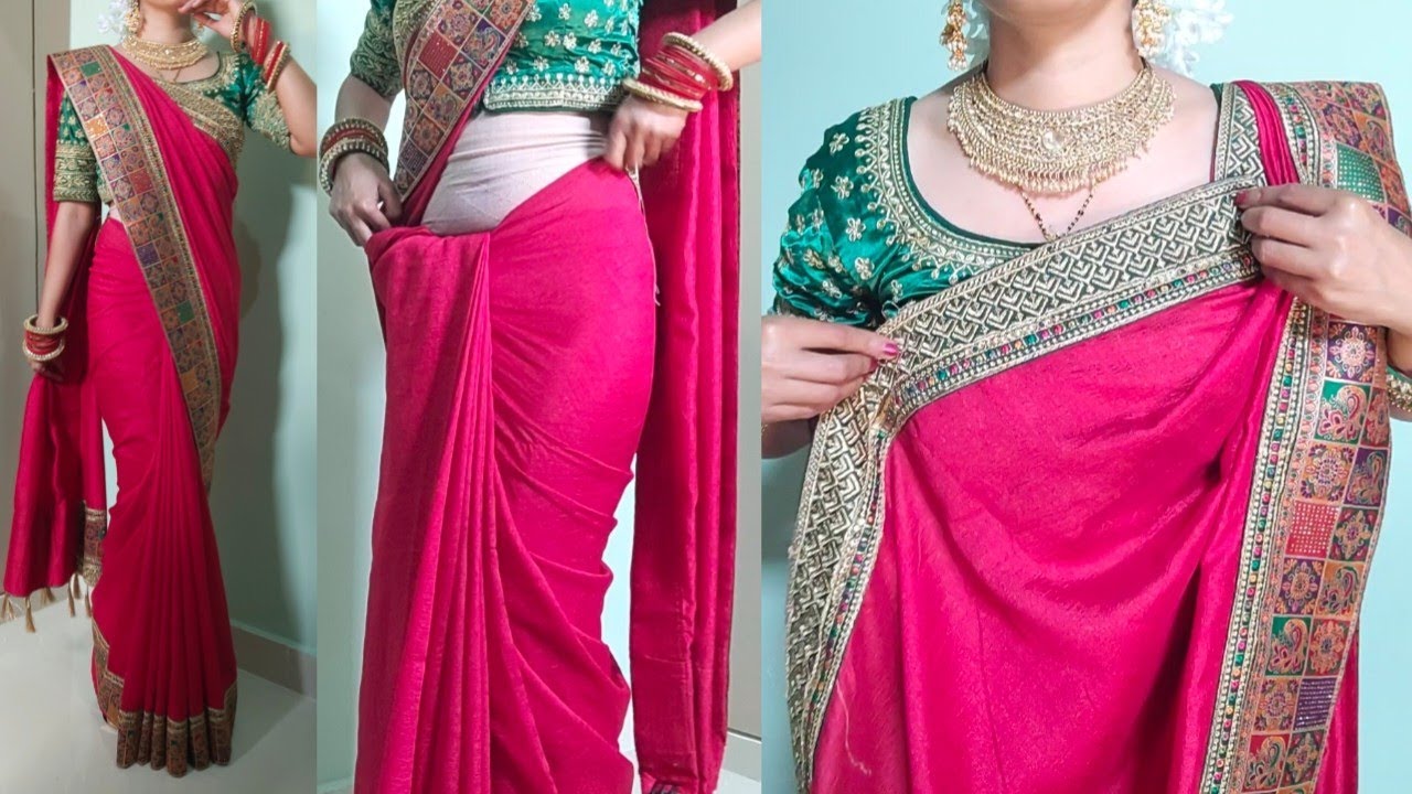 Broad border style saree draping tricks | how to look more slim and ...