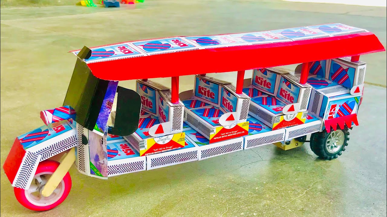 how to make matchbox rickshaw at home diy toy | DIY Electric Rickshaw ...