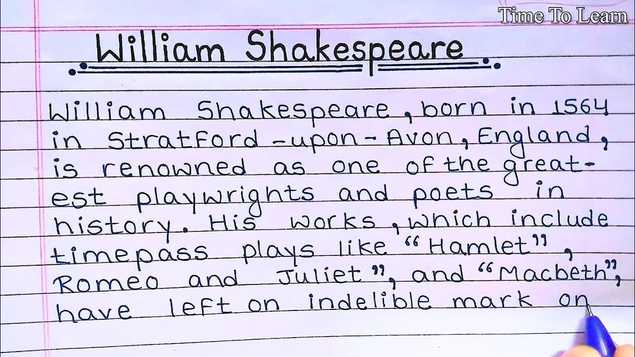 Essay On William Shakespeare In English|| William Shakespeare Essay ...