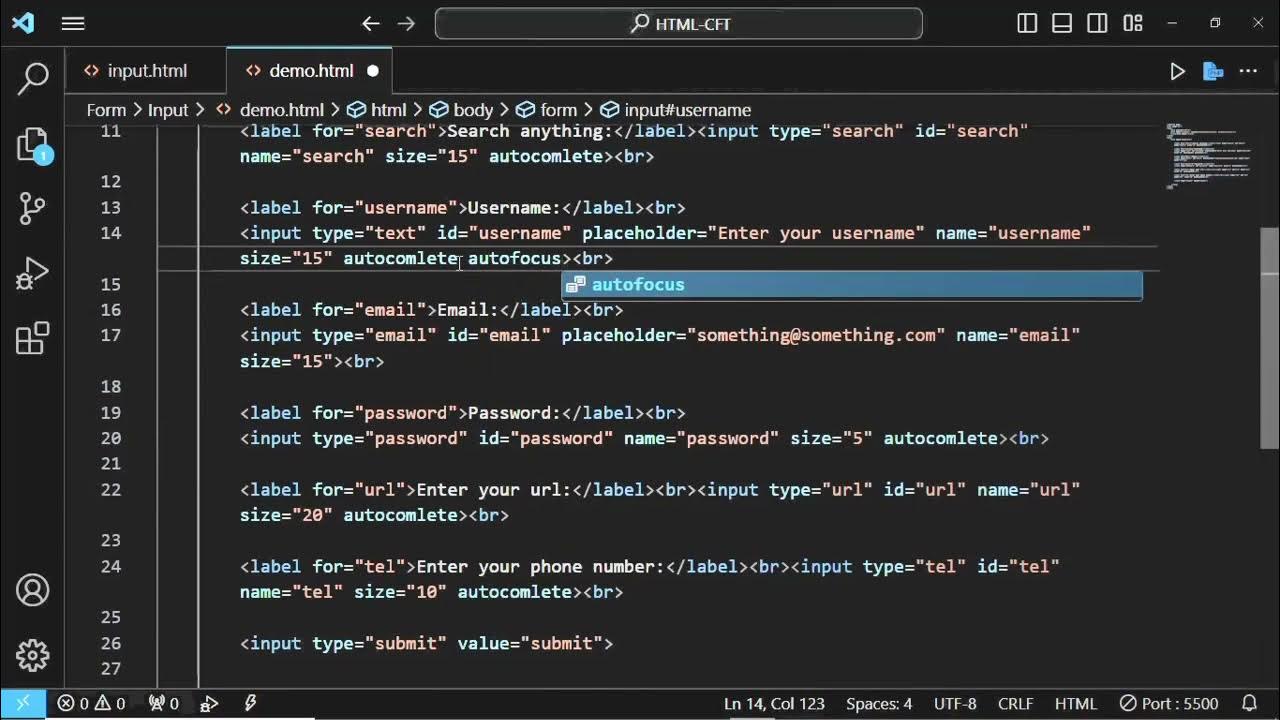 110. Autofocus attribute in input element - YouTube
