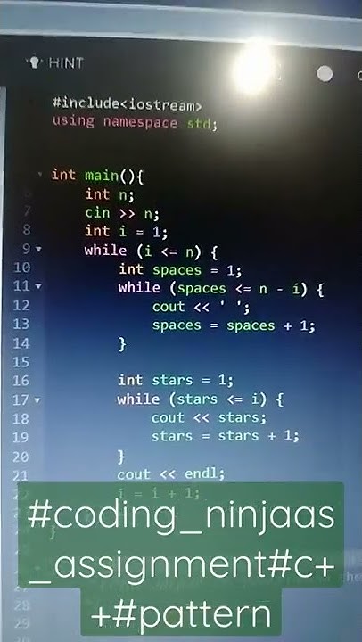 mirror pattern c++ coding ninjaas assignment soln //#coding_ninjaas_assignment#c++#pattern# ...