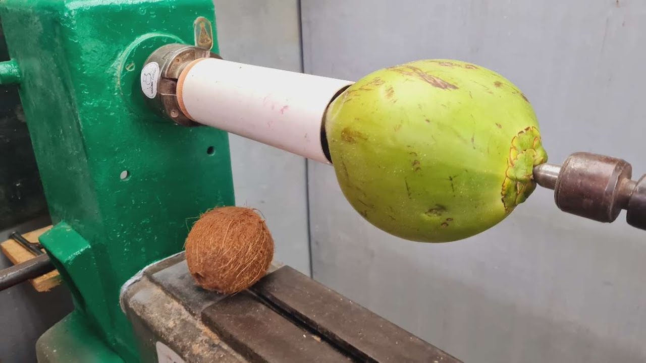 Wood turning - resin and coconut - YouTube