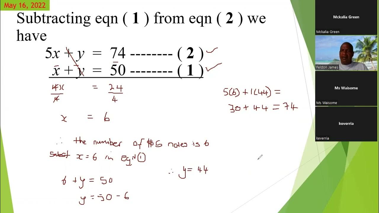 CSEC Math Simultaneous Equations 5 - YouTube