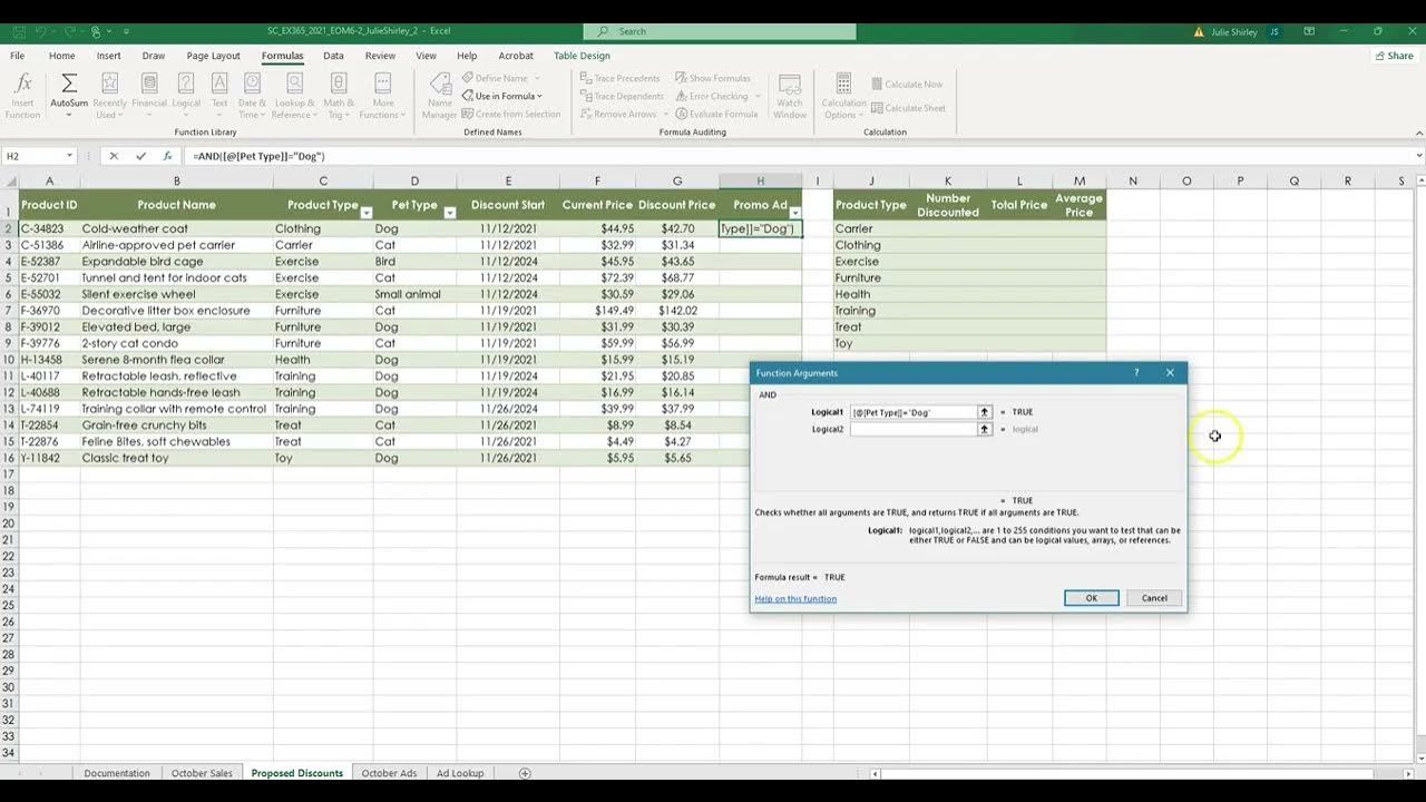 Excel Module 06 Module 2 Pet Stop Creating, Sorting, and Querying a Table - YouTube