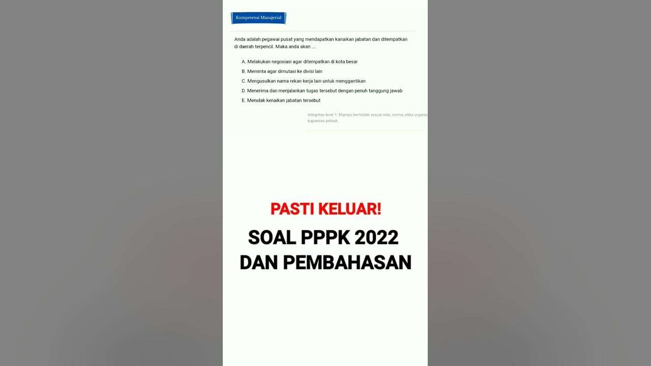 Soal Pppk 2022 Dan Pembahasan Sesuai Kisi Kisi Terbaru Youtube