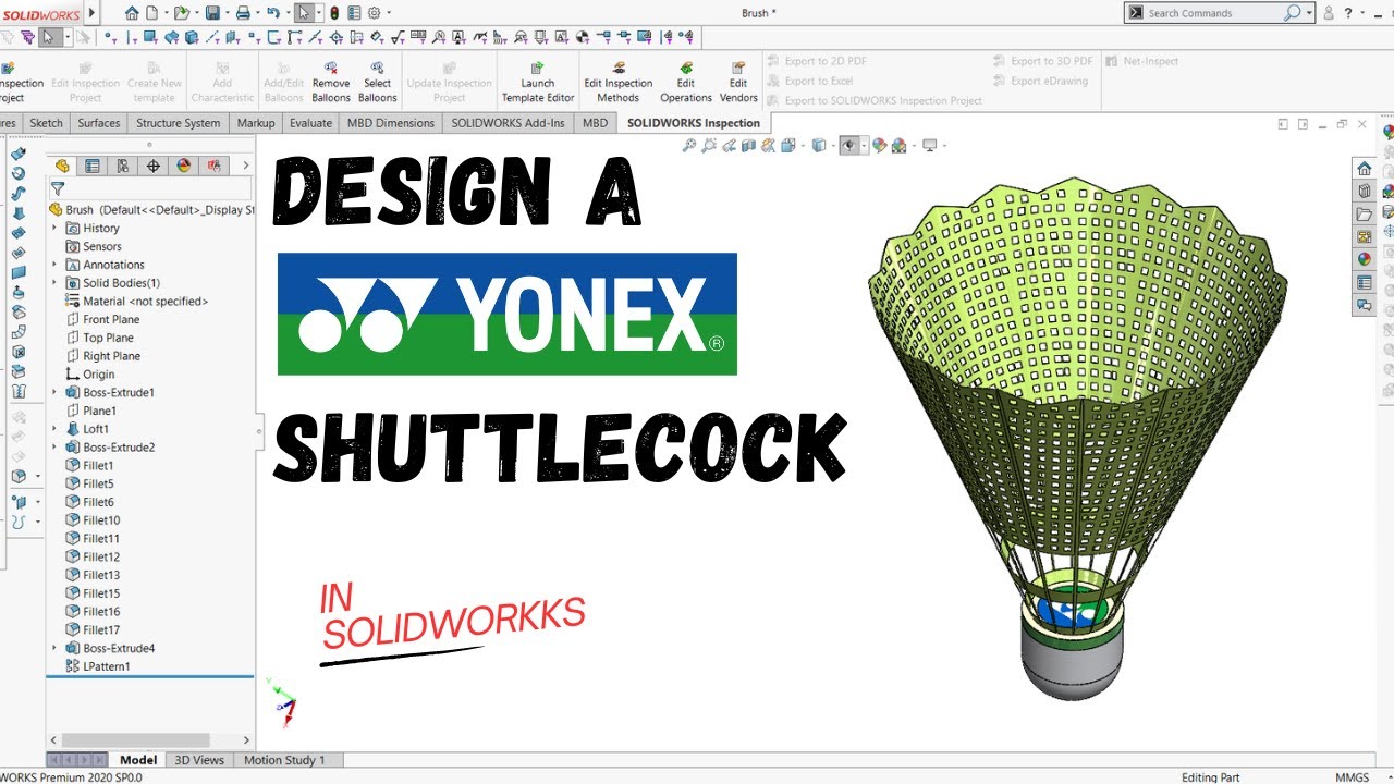 Yonex Shuttlecock? Design 3D in SolidWorks using Linear/Circular ...