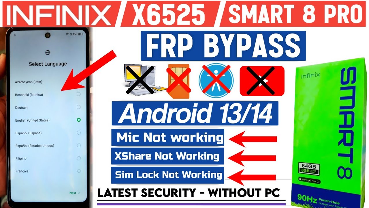 Infinix Smart 8 || FRP Bypass || Android 13/14 || Without Pc || Latest ...