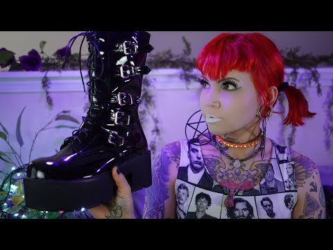 ASMR Witchy Goth Boot Collection - Tingles with Tapping and Scratching ...