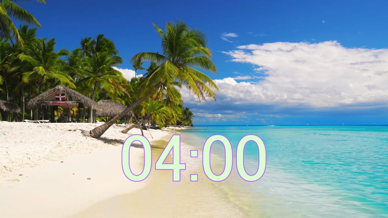 4-Minute Countdown Timer Beach-Themed: Waves Sounds for Relaxation ...