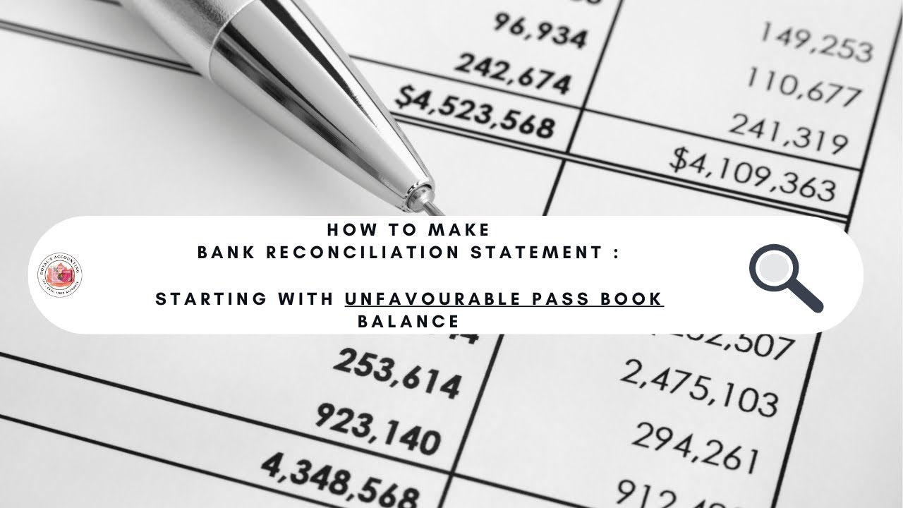 Preparing BRS: Starting with UnFavorable PASS BOOK Balance | EXAMPLE 1 ...
