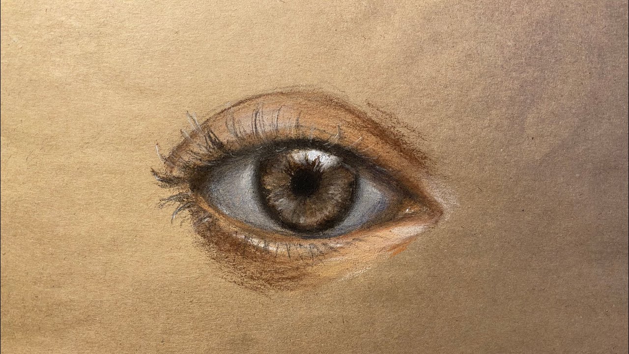 How to draw a realistic eye with colored pencil - for beginners - YouTube