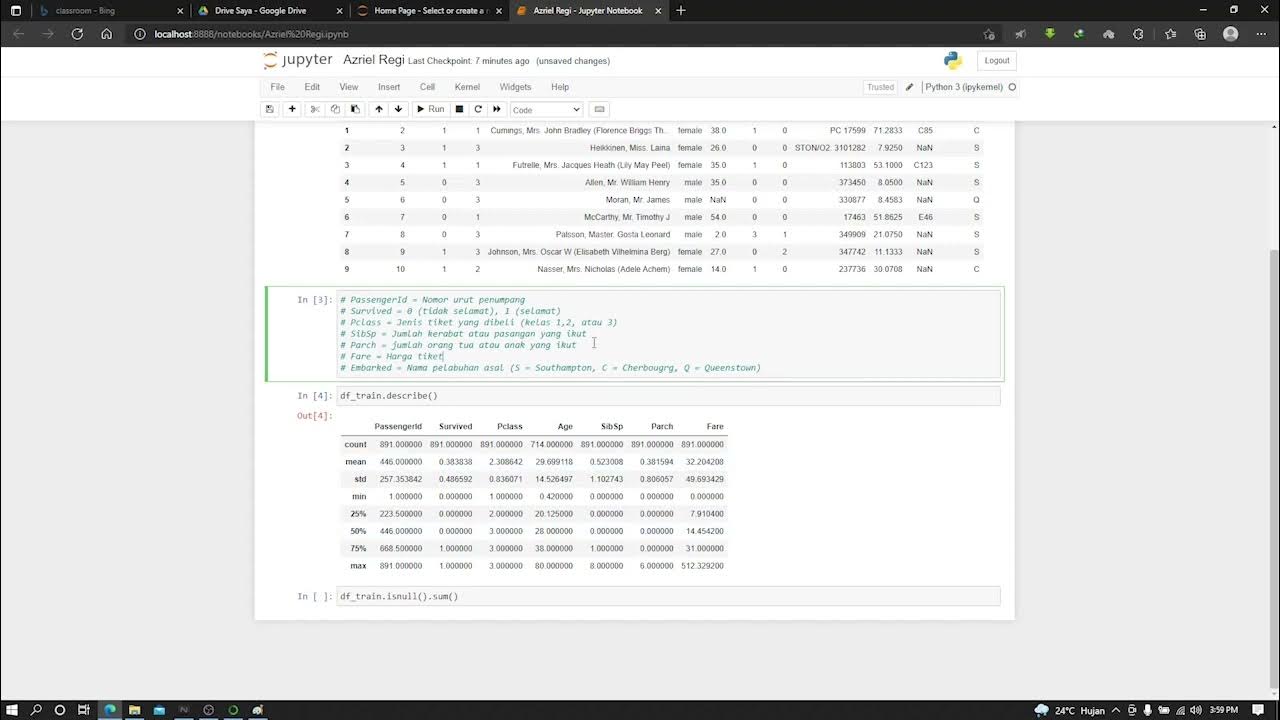 Cara menggunakan naive bayes model Gaussian pada Jupyter Notebook (Azriel Regi Febriananda ...
