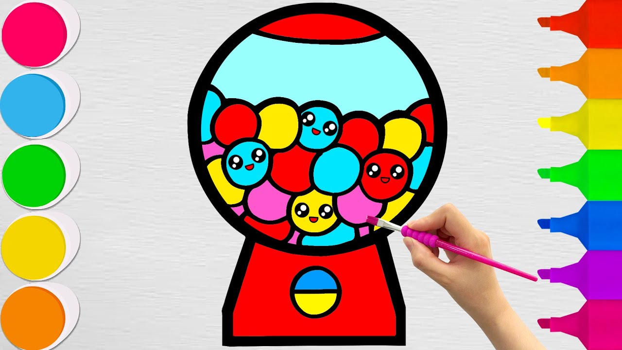 How To Draw A Gumball Machine | Step by Step - YouTube