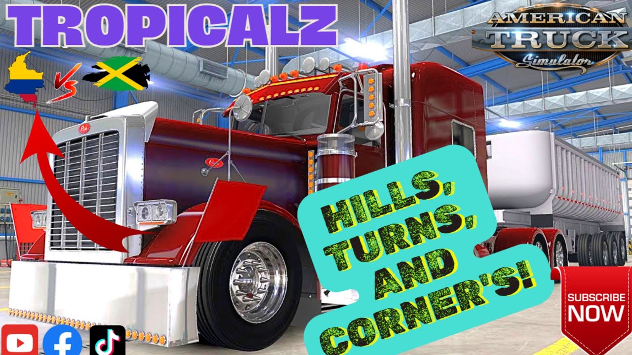 ⚡AMERICAN TRUCK SIMULATOR - JAMAICAN MAP HILLS, TURNS, AND CORNER'S ...
