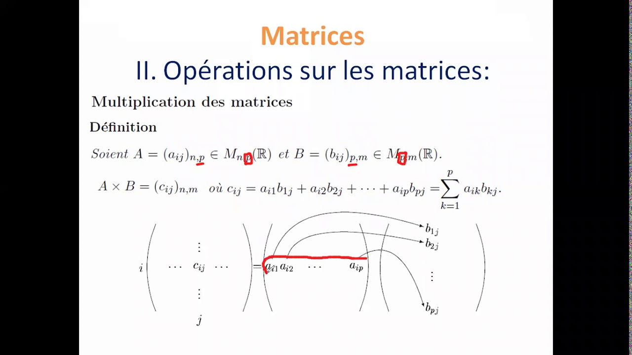 Partie II du Cours calcul matriciel- Opération sur les matrices ...