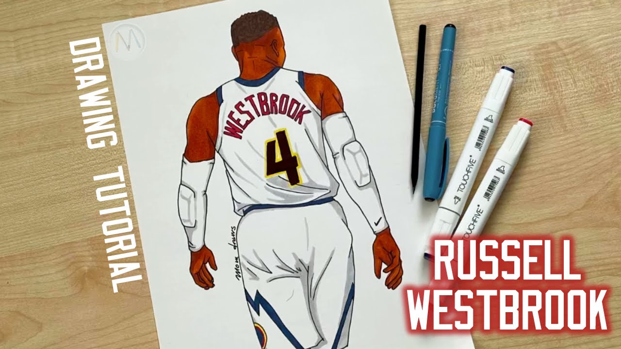 How to draw a basketball player of Denver Nuggets Russell Westbrook ...
