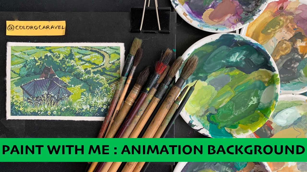 PAINT WITH ME | Relaxing Painting Tutorial. Studio Ghibli Background ...