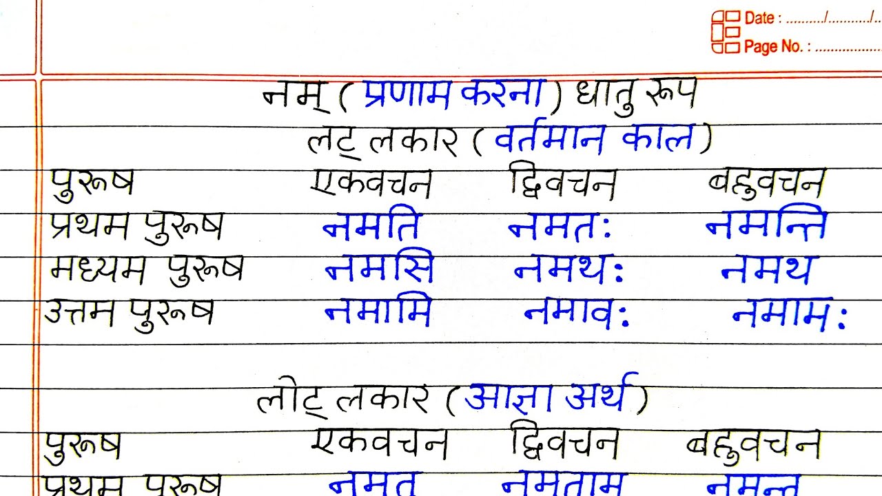 नम् धातु रुप संस्कृत में | Nam Dhatu Roop | Nam Dhatu Roop In Sanskrit ...