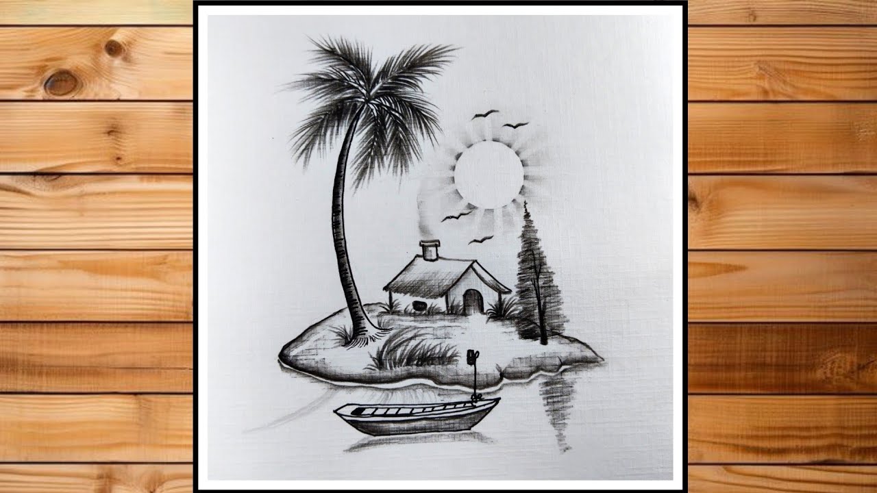 Easy island drawing tutorial - YouTube