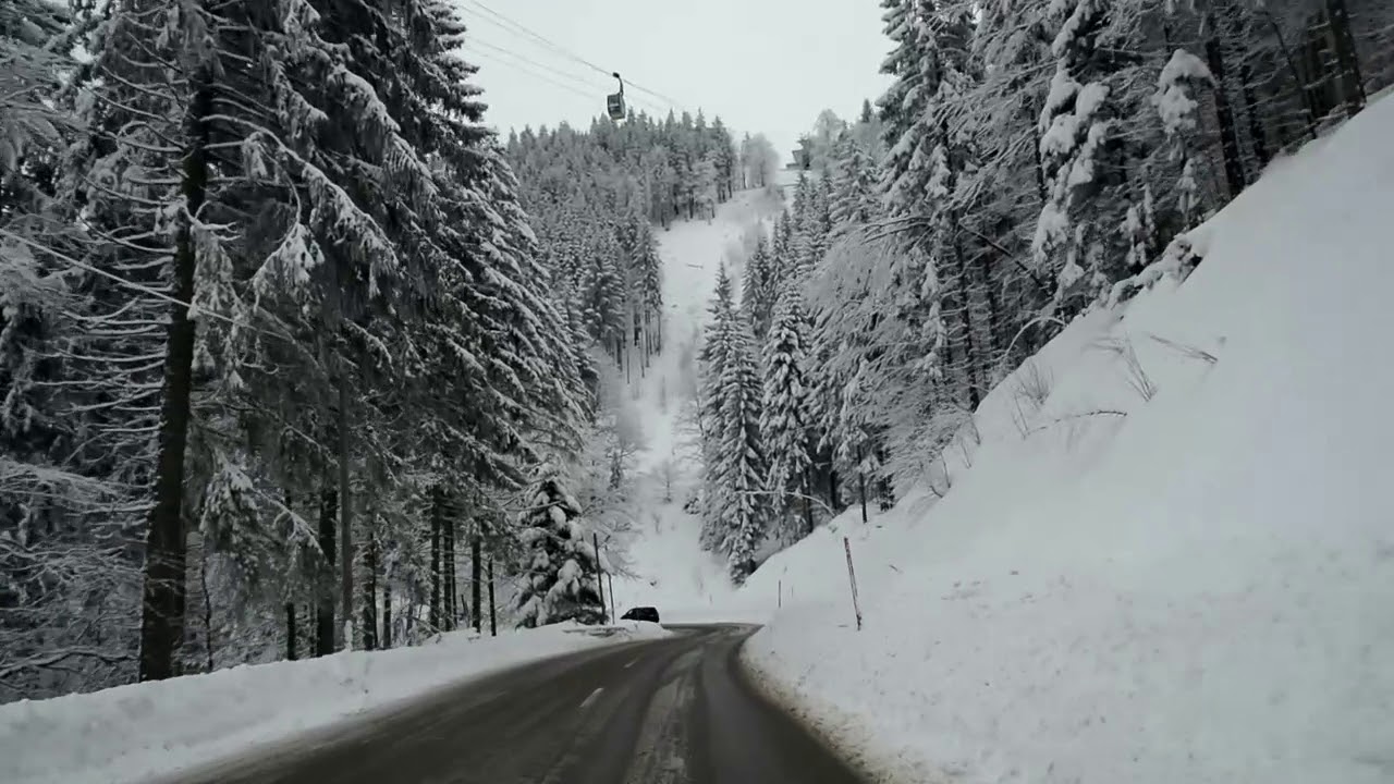 Driving in thick snow Freiburg - Schaunisland - Todtnau - Feldsberg ...