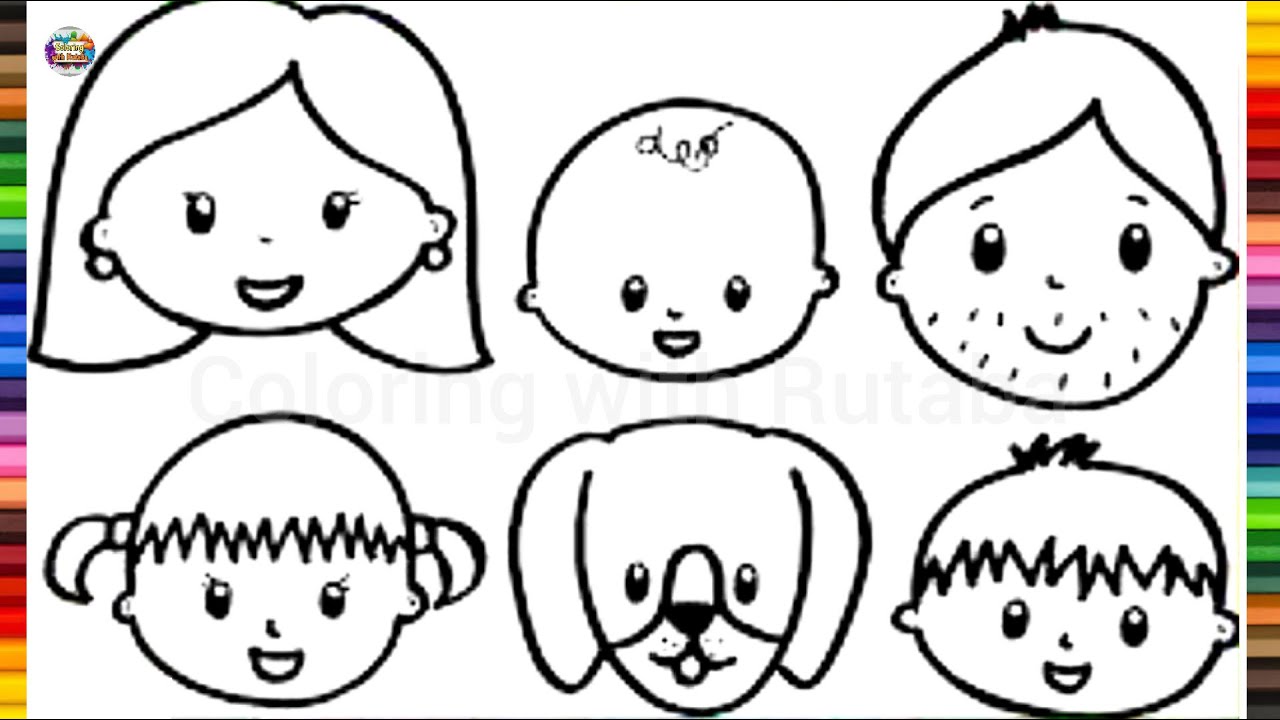 Drawing & coloring the Family of 6 | Easy Family drawing, painting step ...